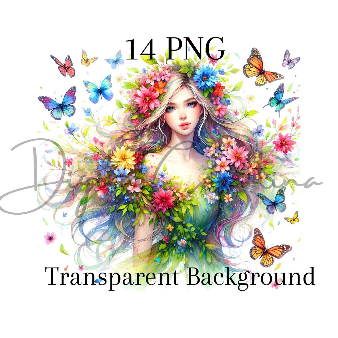 Spring Fairy Clipart 14 PNG Digital Download Mixed Media Wall Art ...