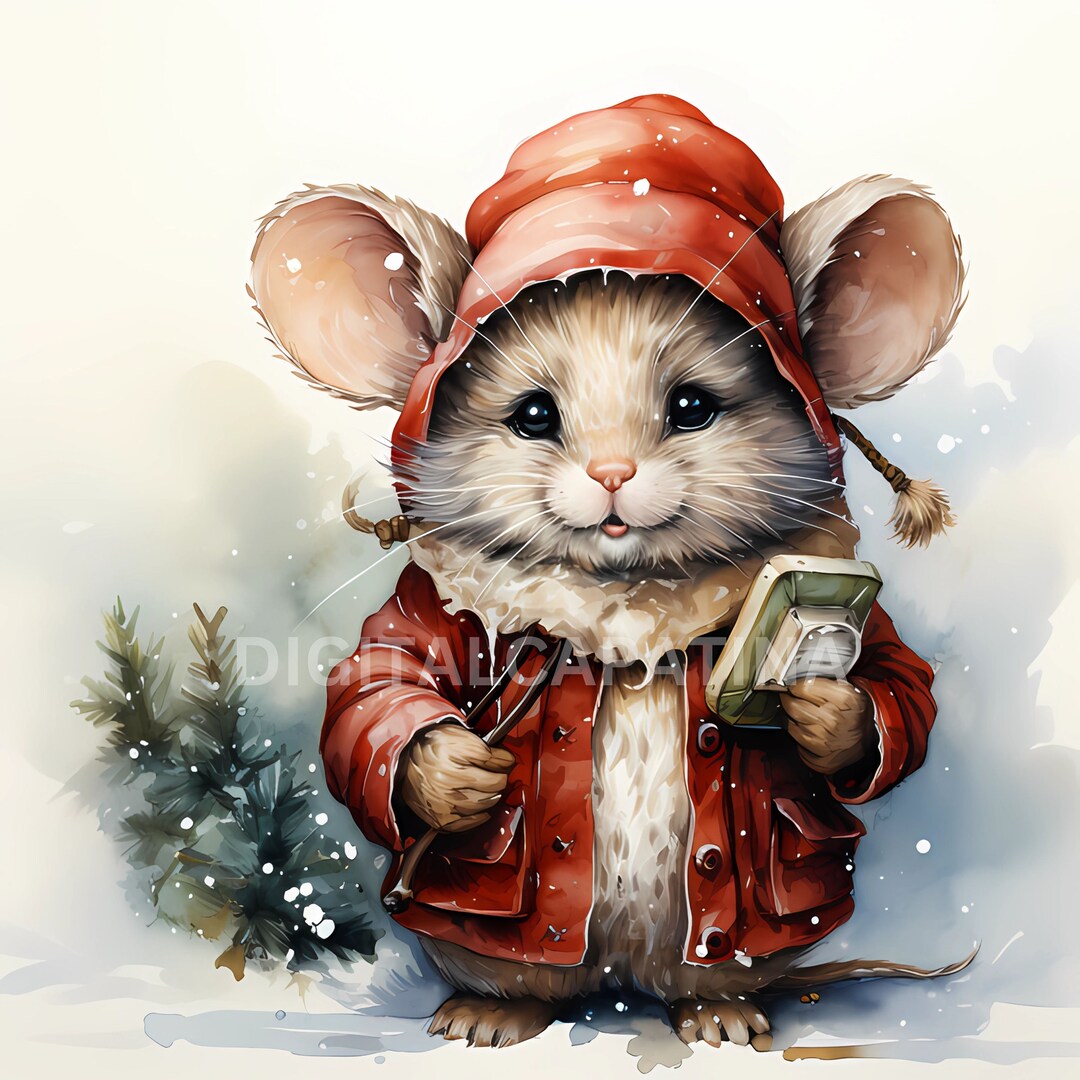 Christmas Mouse Clipart 14 High Quality Jpgs, Merry Christmas, Digital ...