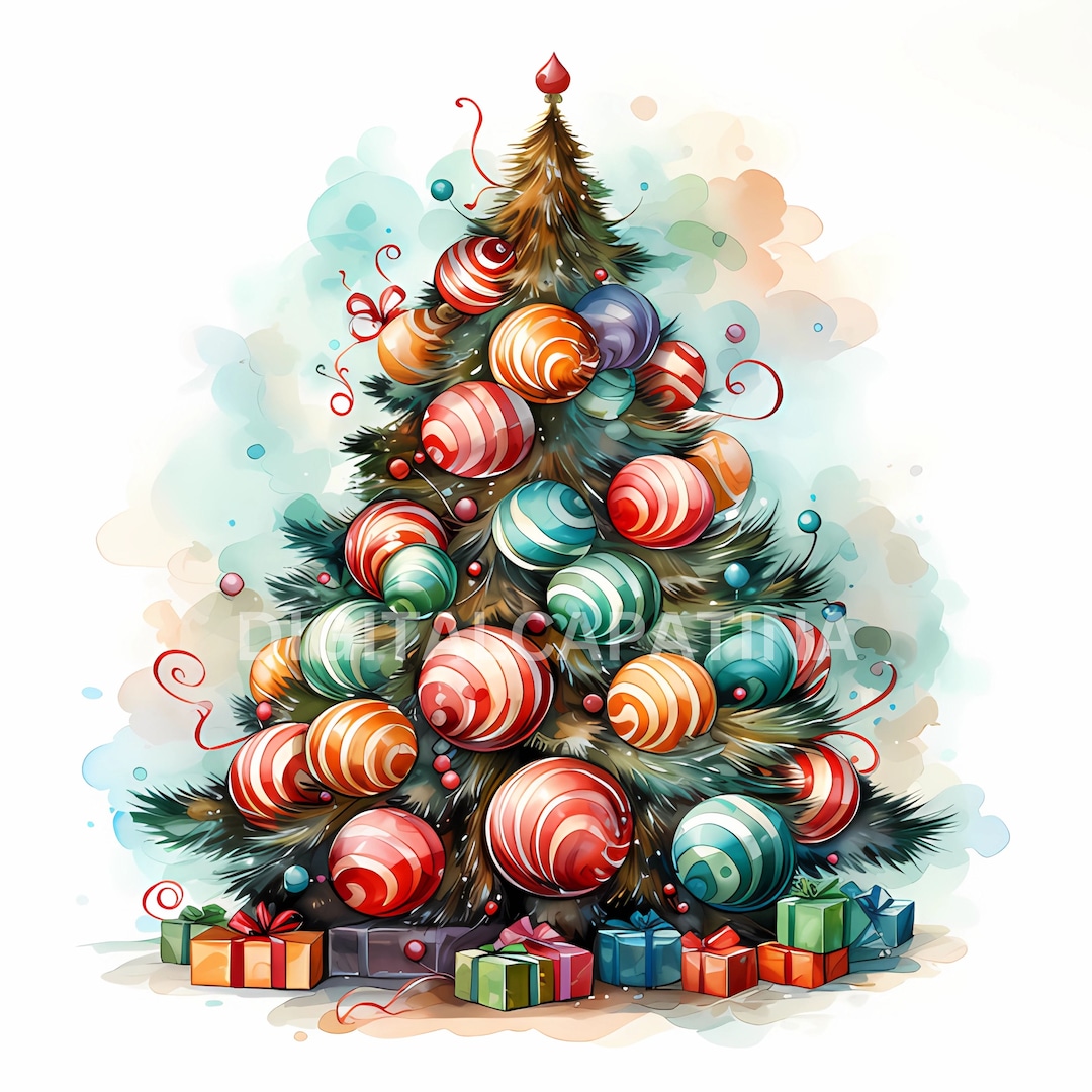 Christmas Tree Clipart Bundle 13 High Quality Jpgs, Merry Christmas ...