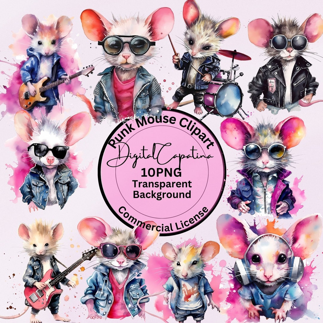 Mouse Punk Clipart 10 High Quality PNG, Mouse Clipart, Digital Download ...