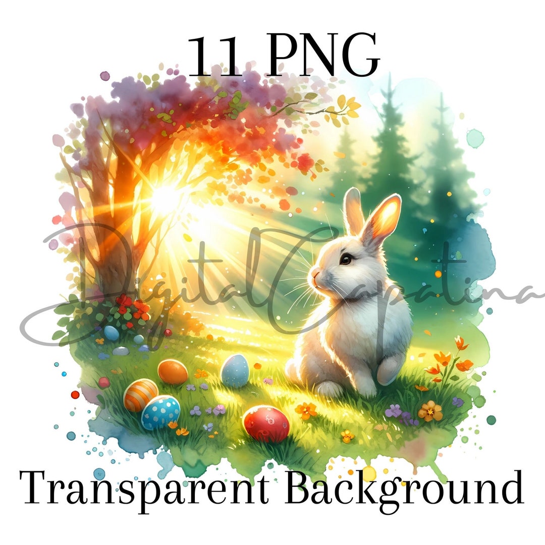 Watercolor Easter Clipart 11 PNG Rabbit Clipart Spring Clipart Digital ...
