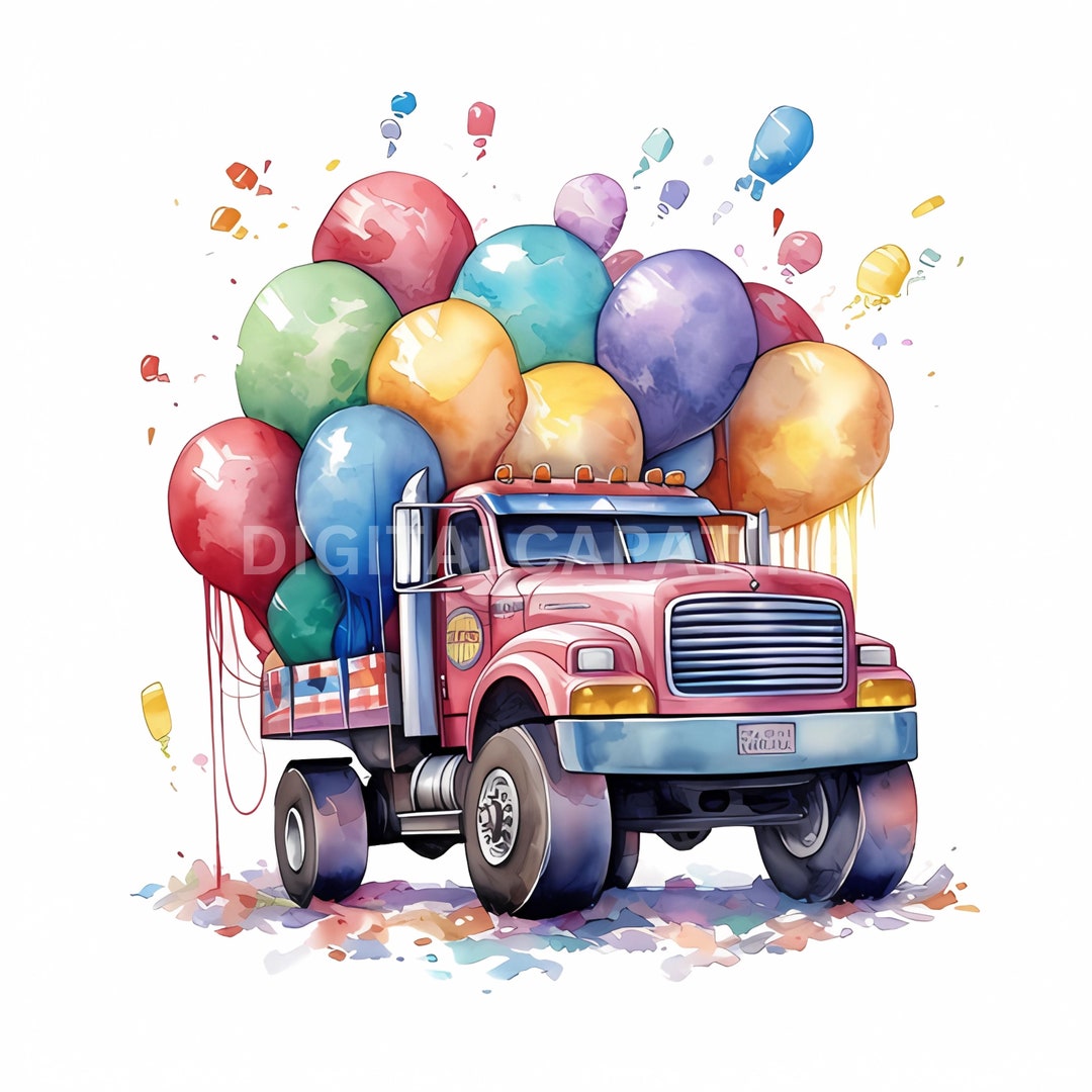 Birthday Truck Clipart 12 High Quality Jpgs Watercolor Clipart ...