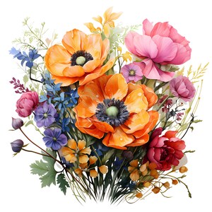 Summer Blooms Clipart 17 High Quality Jpgs, Floral Clipart,summer ...