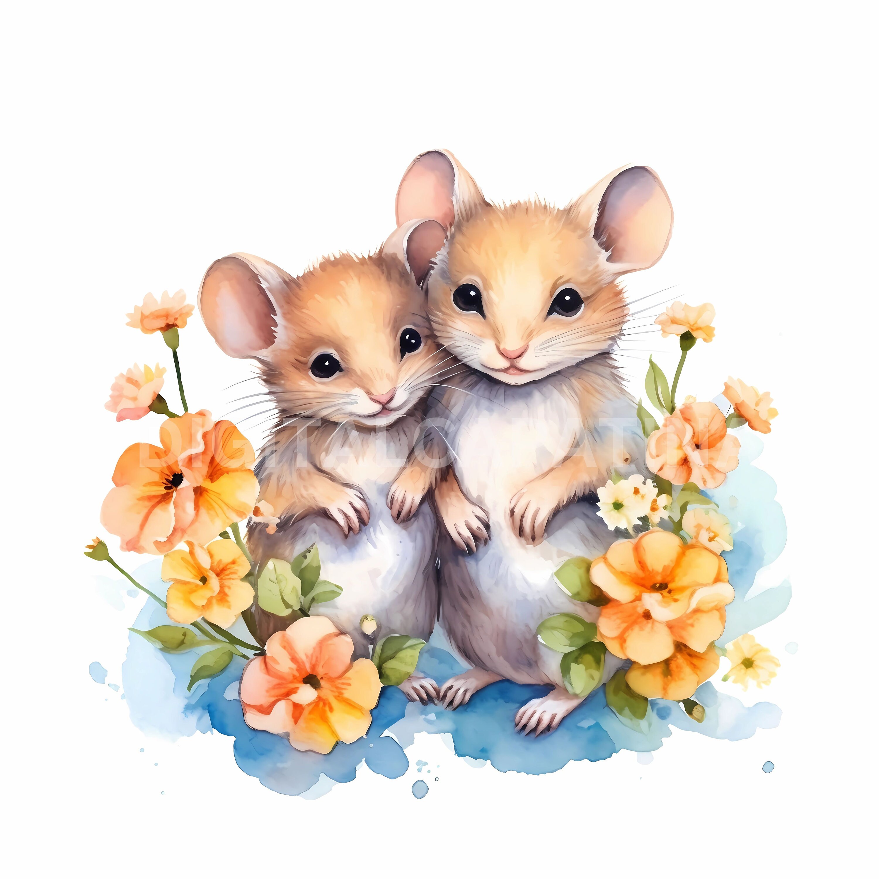 Mice With Flowers Clipart 12 High Quality Jpgs Mouse Clipart - Etsy