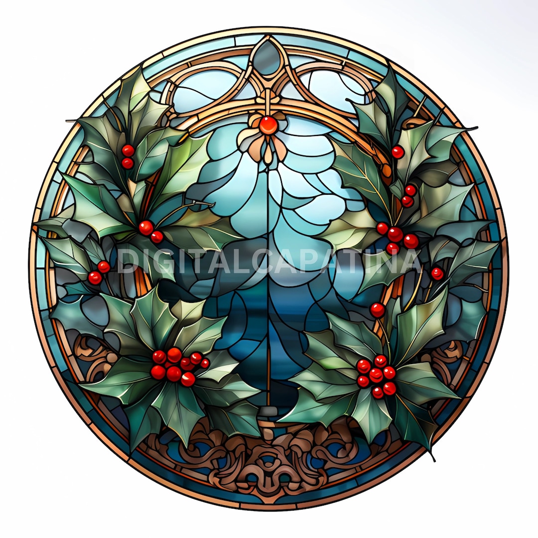 Stained Glass Christmas Clipart 16 High Quality Jpgs, Digital Download ...