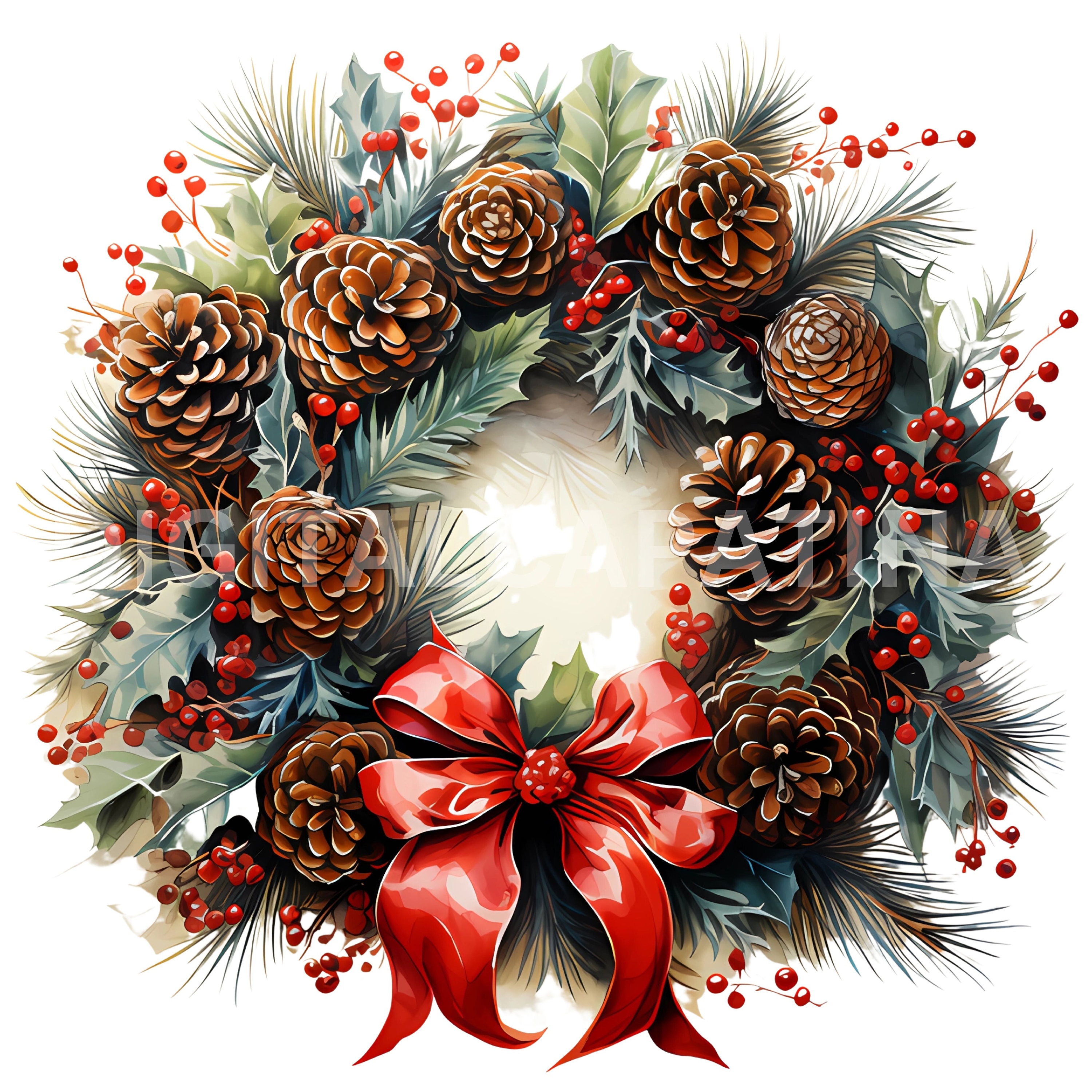 Christmas Wreath Clipart 13 High Quality Jpgs Merry - Etsy UK