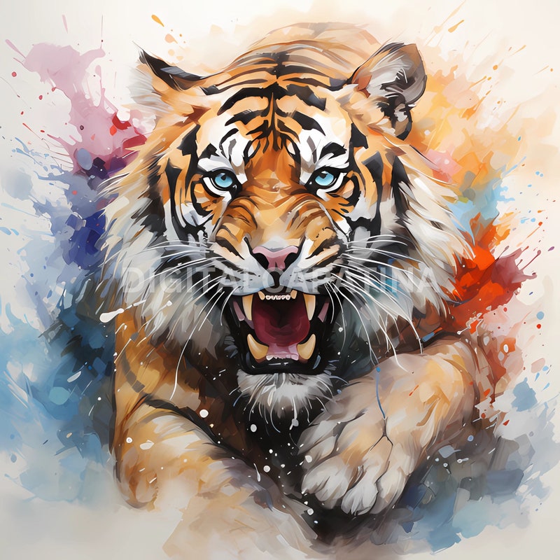 Tiger Watercolor - Etsy
