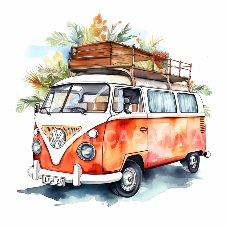 Boho Campervans Clipart Set of 14 Digital Download - Etsy