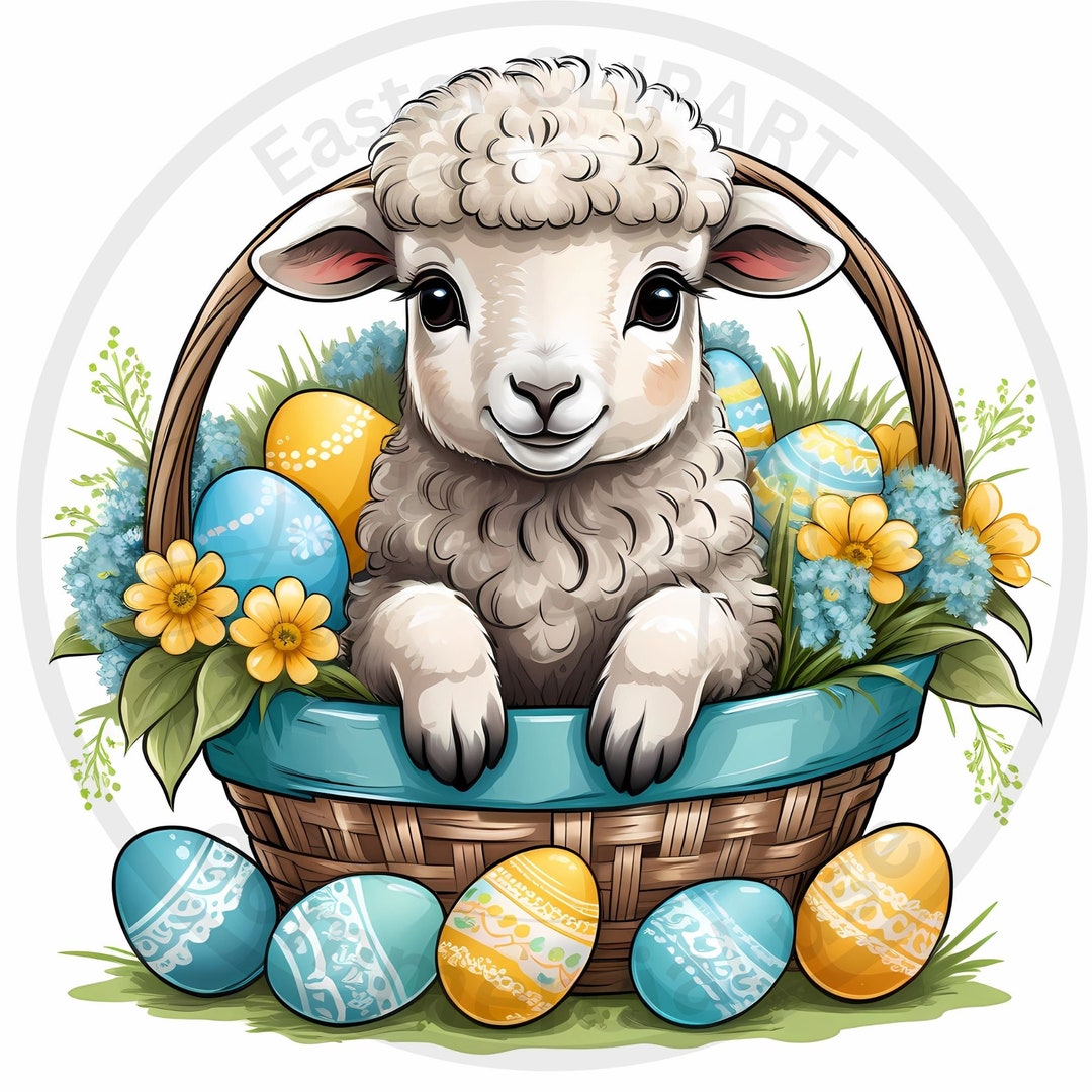 Easter Clipart 9 High Quality Jpgs, Easter Lamb, Spring Clipart ...
