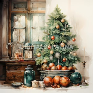 Watercolor Christmas Clipart 12 High Quality Jpgs, Watercolor Christmas ...