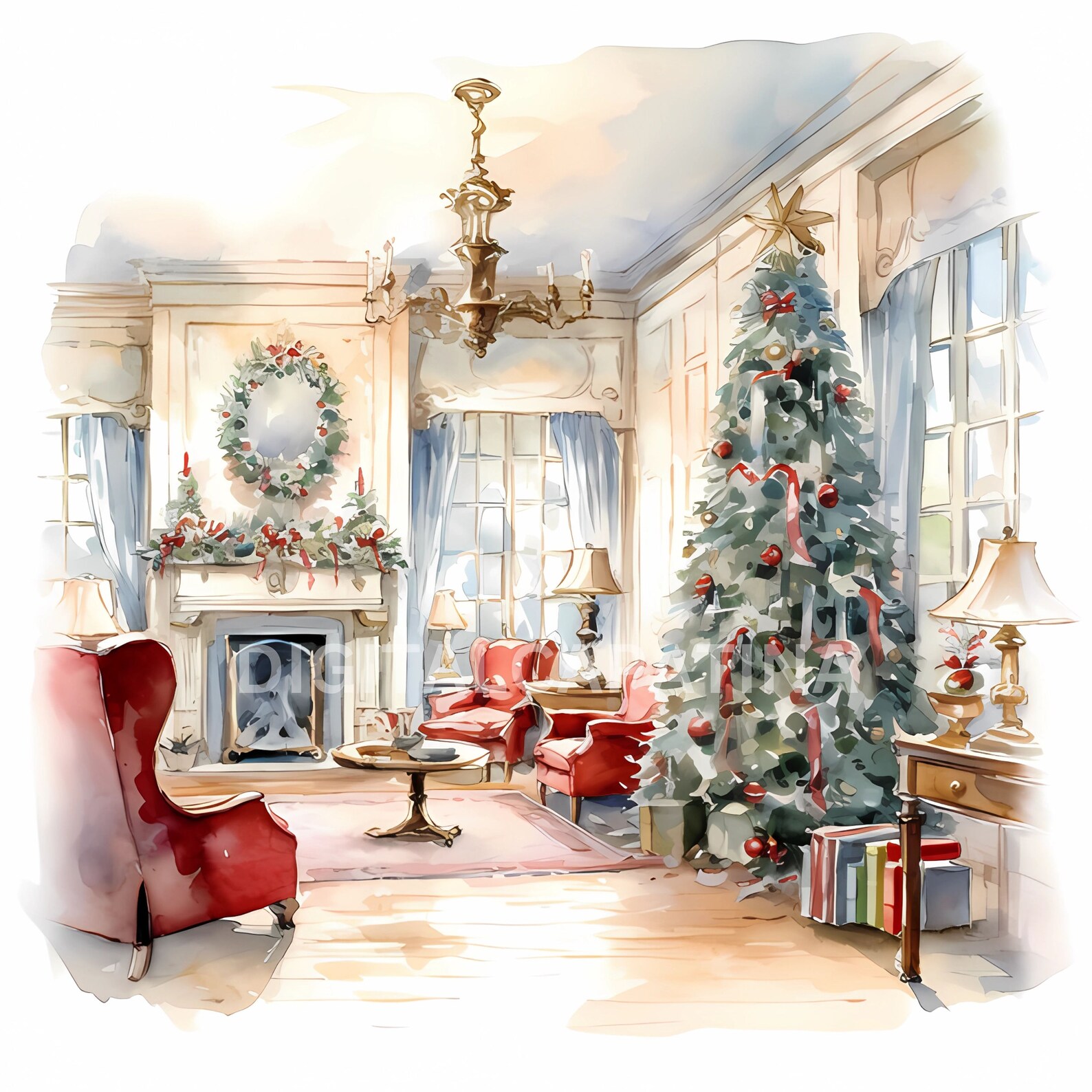 Christmas Room Clipart 20 High Quality Jpgs, Digital Download ...