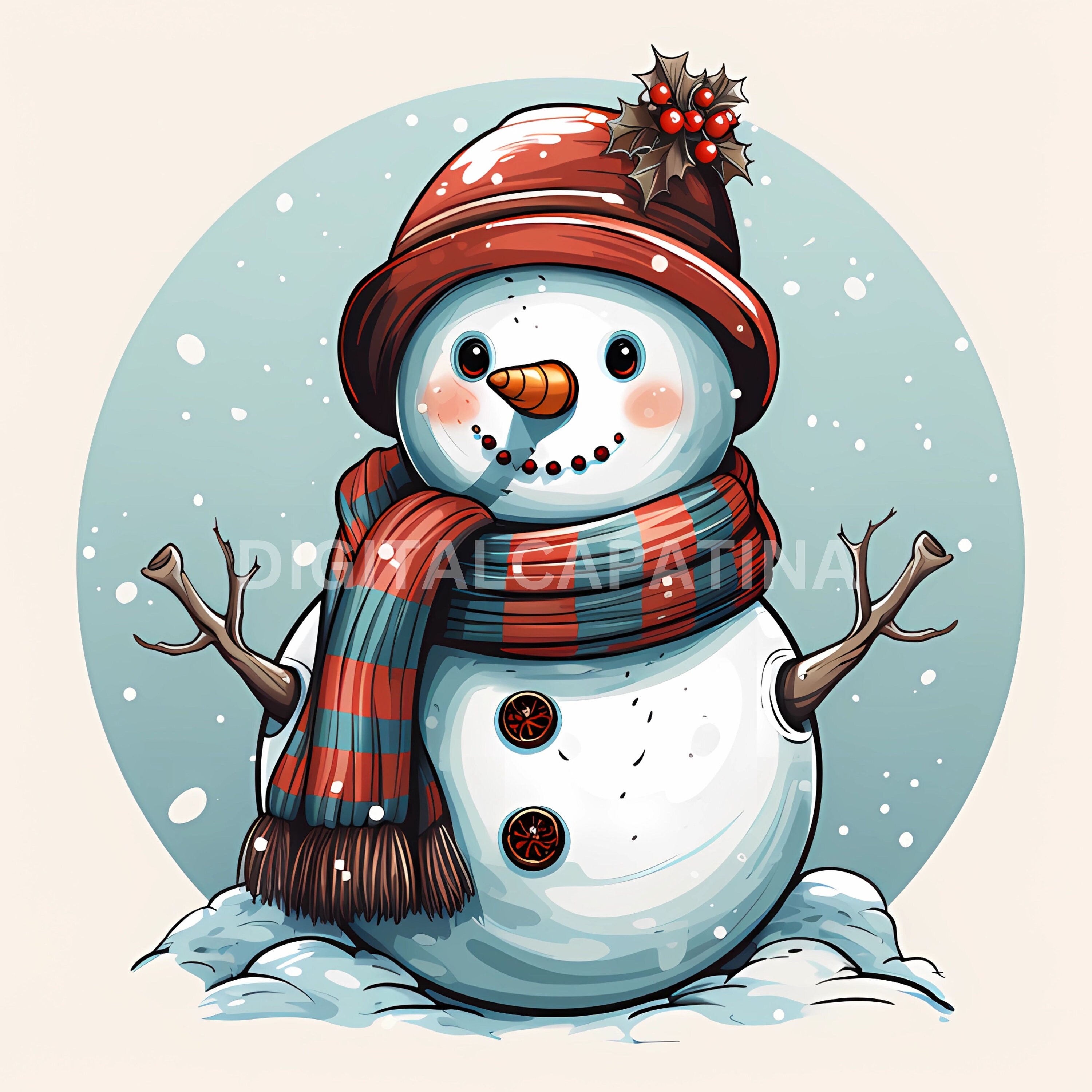 Christmas Snowman Clipart 12 High Quality Jpgs Digital - Etsy UK