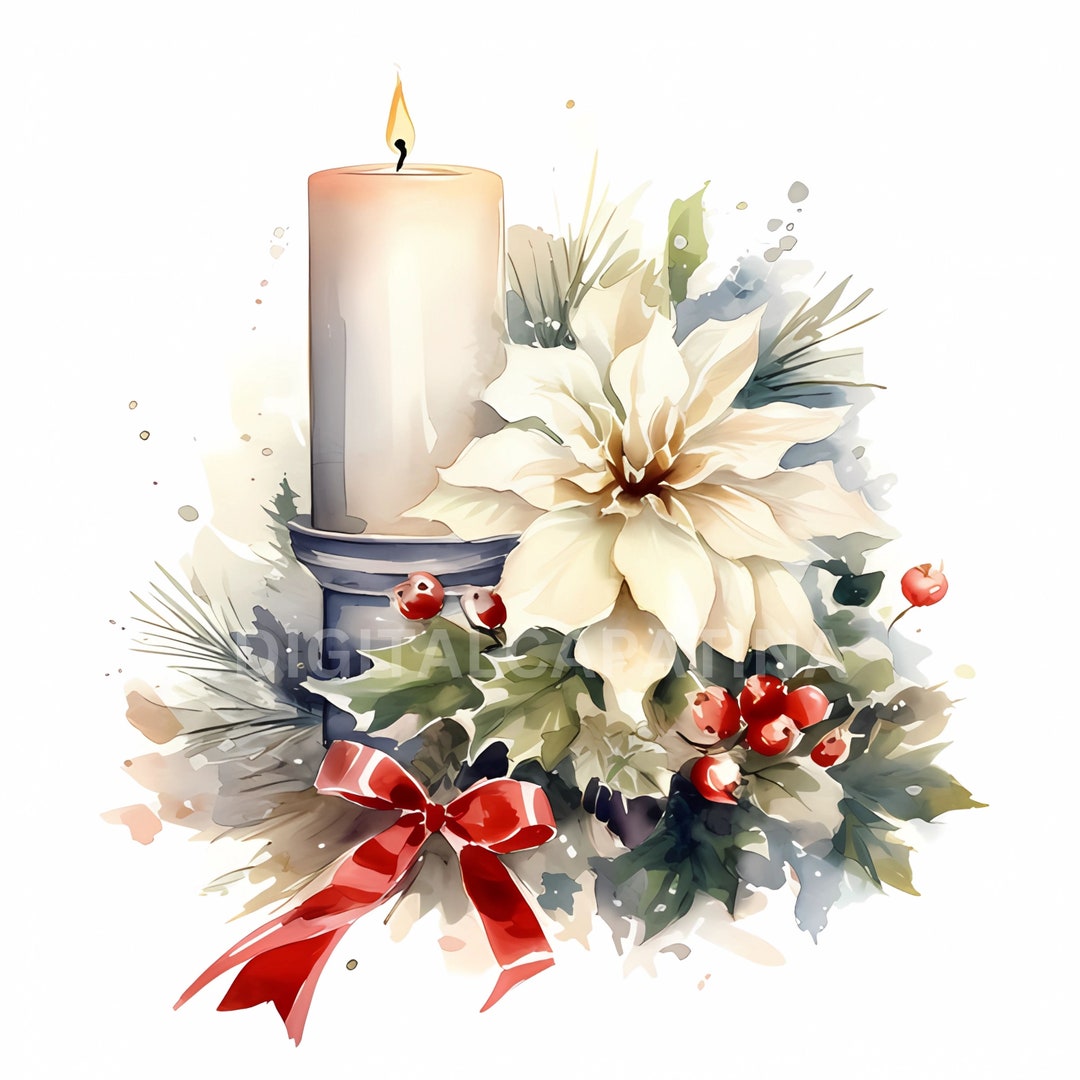 Christmas Candle Clipart 11 High Quality Jpgs, Digital Download ...