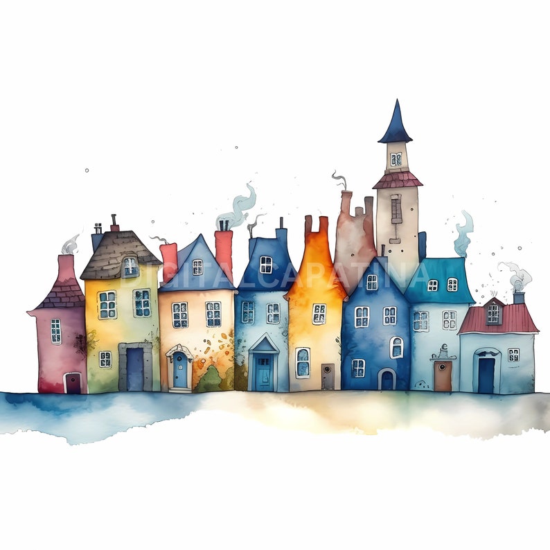 Quirky Houses Clipart 17 High Quality Jpgs Digital Download - Etsy