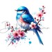 Watercolor Blue Bird Clipart 13 PNG Digital Download Forest Animals ...