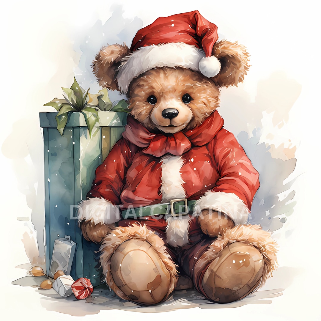 Christmas Bear Clipart 13 High Quality Jpgs, Merry Christmas, Digital ...