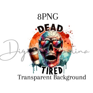 Dead Tired Skull 8 PNG Digital Download Mixed Media Digital Scrap Book ...
