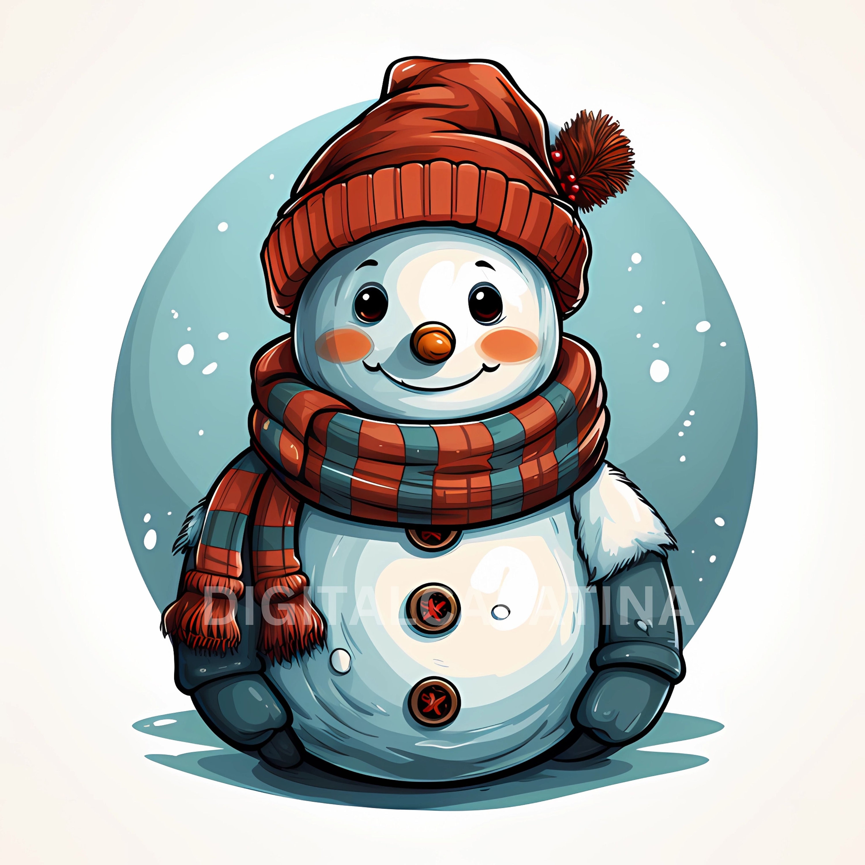 Christmas Snowman Clipart 12 High Quality Jpgs Digital - Etsy UK
