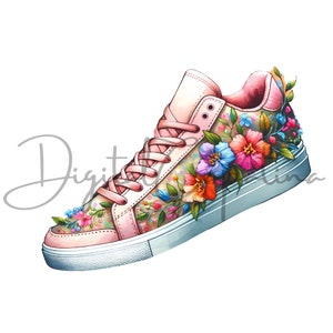 Watercolor Floral Sneakers Clipart 11 PNG Digital Download Png Designs ...