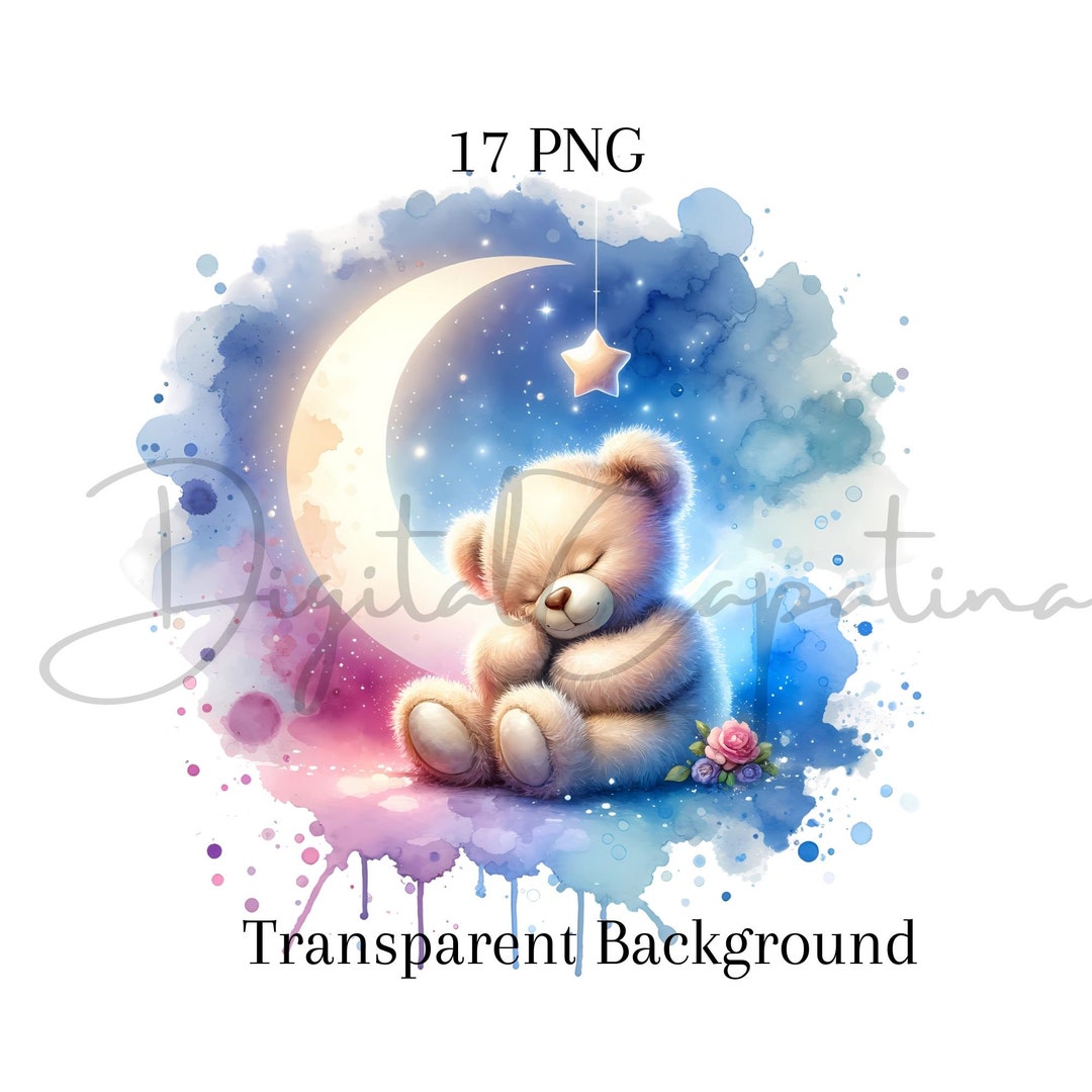 Watercolor Bear Sleeping Cliparts 17 PNG Watercolor Clipart Baby Bear ...