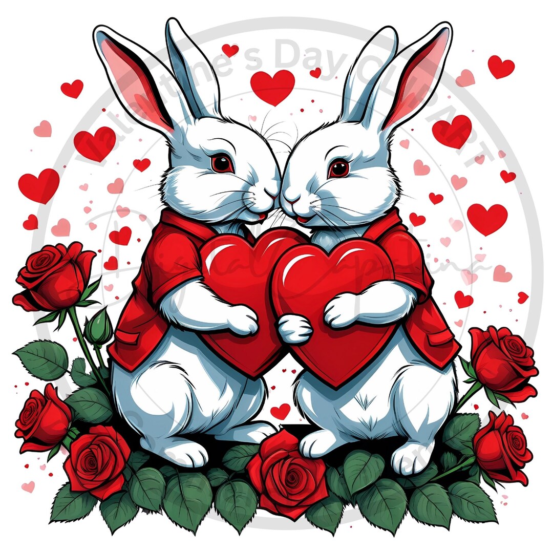 Valentine Clipart 12 High Quality Jpgs, Bunny Clipart, Digital Download ...