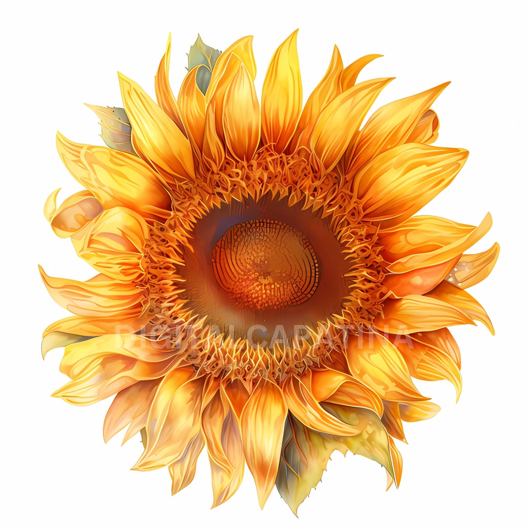 Sunflower Clipart 11 High Quality Jpgs, Digital Download, Watercolor ...