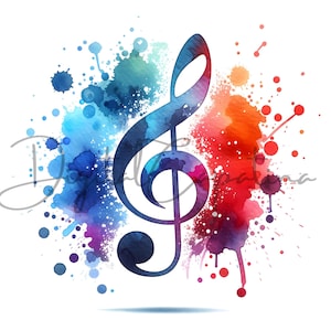 Watercolor Music Notes Clipart 11 PNG Childrens Clipart Digital ...