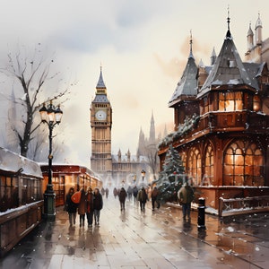 Christmas London Clipart 13 High Quality Jpgs, Merry Christmas, Digital ...
