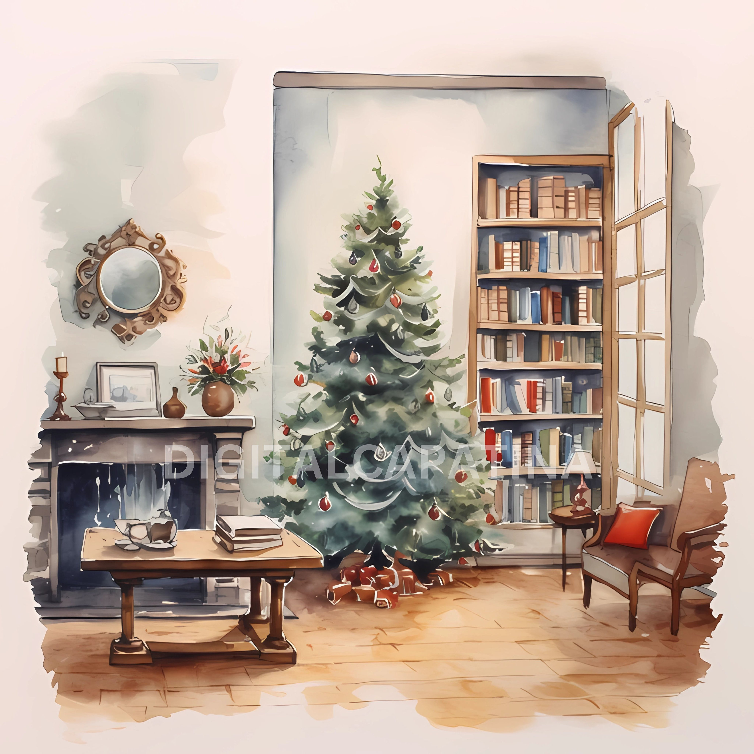 Christmas Room Clipart 20 High Quality Jpgs, Digital Download ...