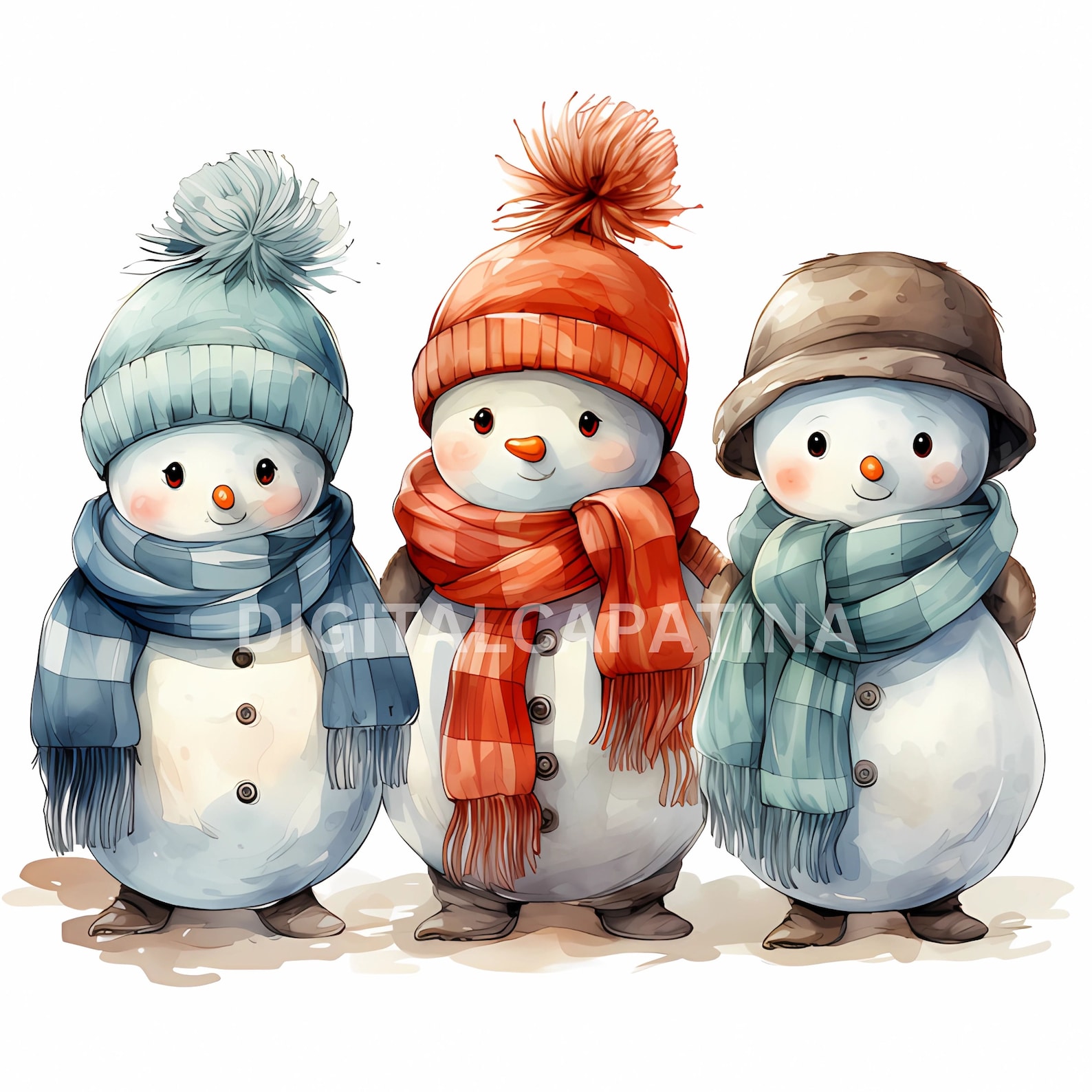 Christmas Snowman Clipart 13 High Quality Jpgs, Digital Download ...