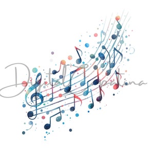 Watercolor Music Notes Clipart 11 PNG Childrens Clipart Digital ...