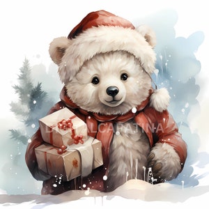 Christmas Polar Bear Clipart 9 High Quality Jpgs, Digital Download ...