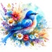 Watercolor Blue Bird Clipart 13 PNG Digital Download Forest Animals ...