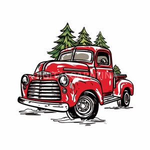 Christmas Red Truck Clipart Bundle 11 High Quality Jpgs, Merry ...