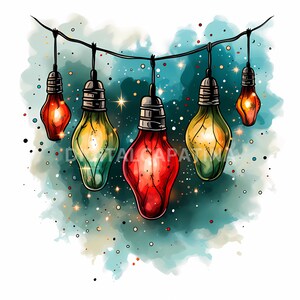 Christmas Lights Clipart 10 High Quality Jpgs, Digital Download ...