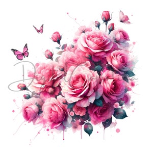 Pink Roses Clipart 10 PNG Roses Bouquet Garden Roses Digital Download ...