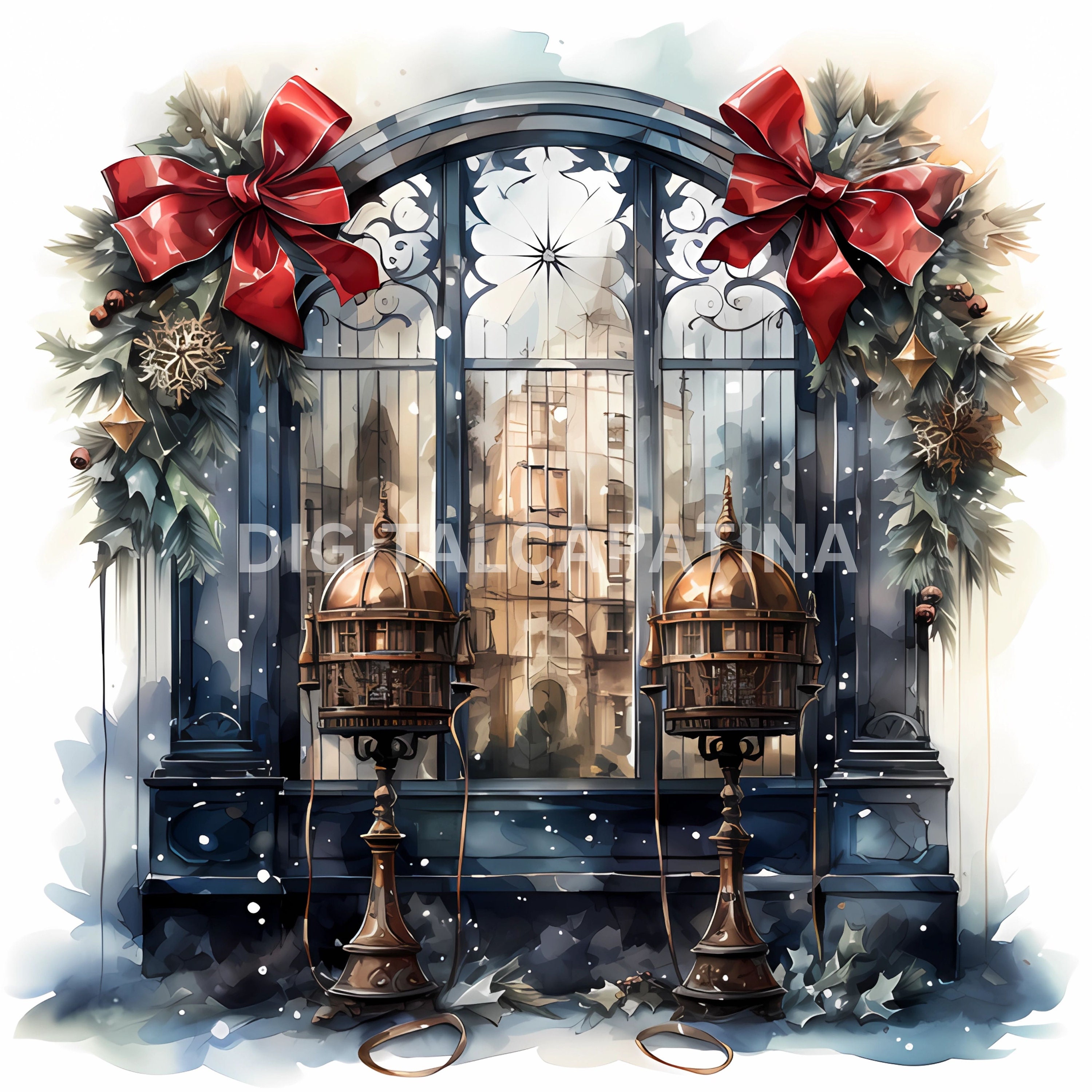 Watercolor Christmas Clipart 12 High Quality Jpgs,watercolor Winter ...