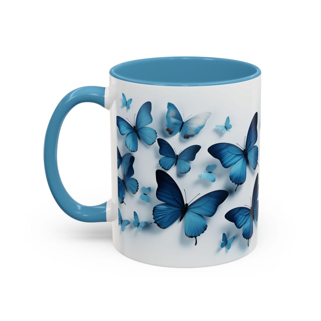 3D Butterfly Gift Mug, Blue Butterfly Mug, 3D Effect Mug, Butterfly ...