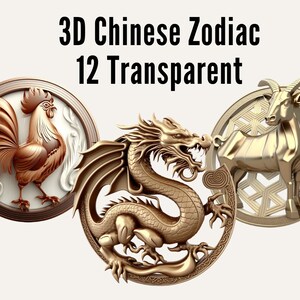 Chinese Zodiac Clip Art, 3d Zodiac Signs, 12 Zodiac Clipart, Dragon ...