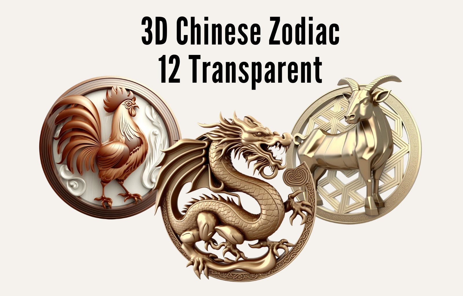 Chinese Zodiac Clip Art, 3d Zodiac Signs, 12 Zodiac Clipart, Dragon ...