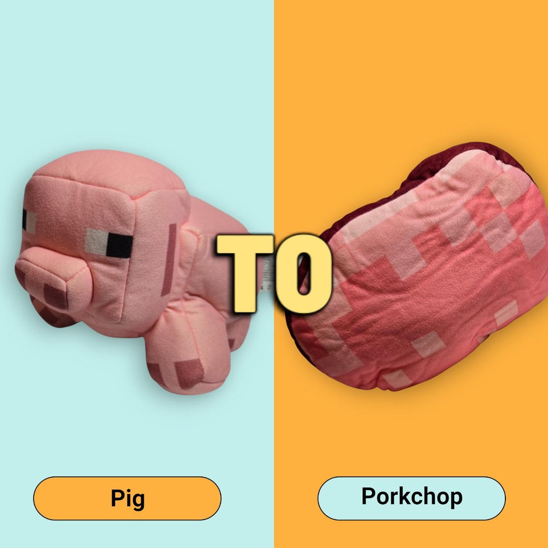 9" Minecraft 2-in-1 Pig to Porkchop Reversible Plush Mattel Mojang - Etsy