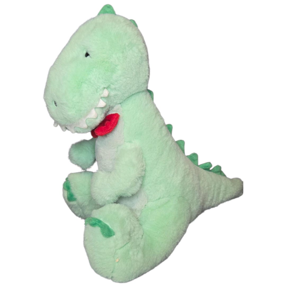 12" F.A.O Schwarz Mint Green T-rex Dinosaur With Red Bowtie Stuffed ...
