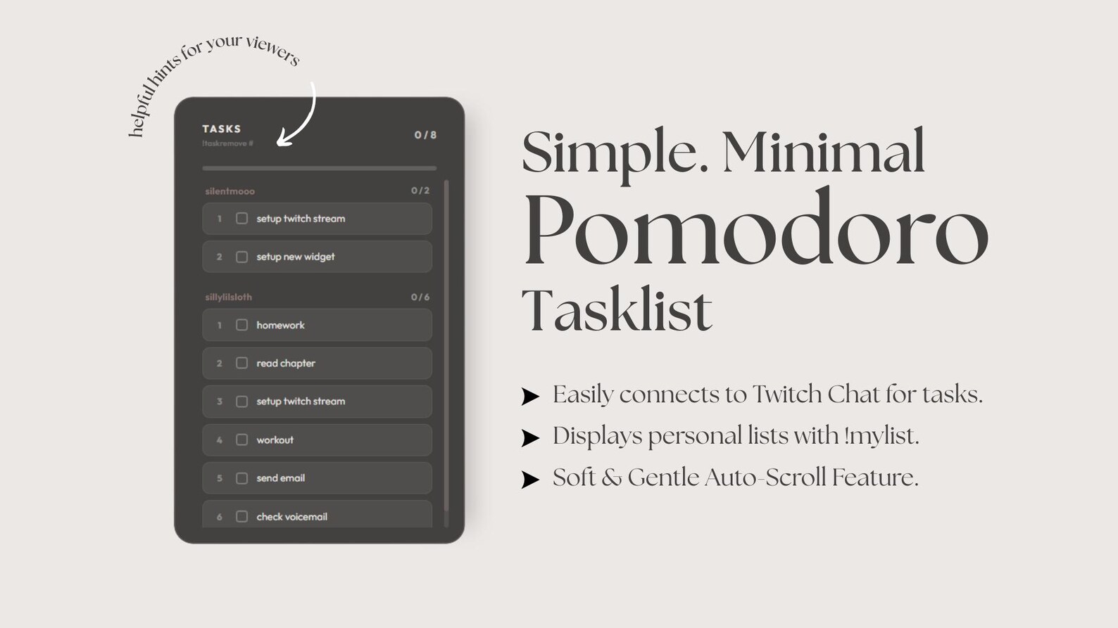 Twitch Pomodoro Tasklist & Timer | Chat Controlled Timer and Viewer ...