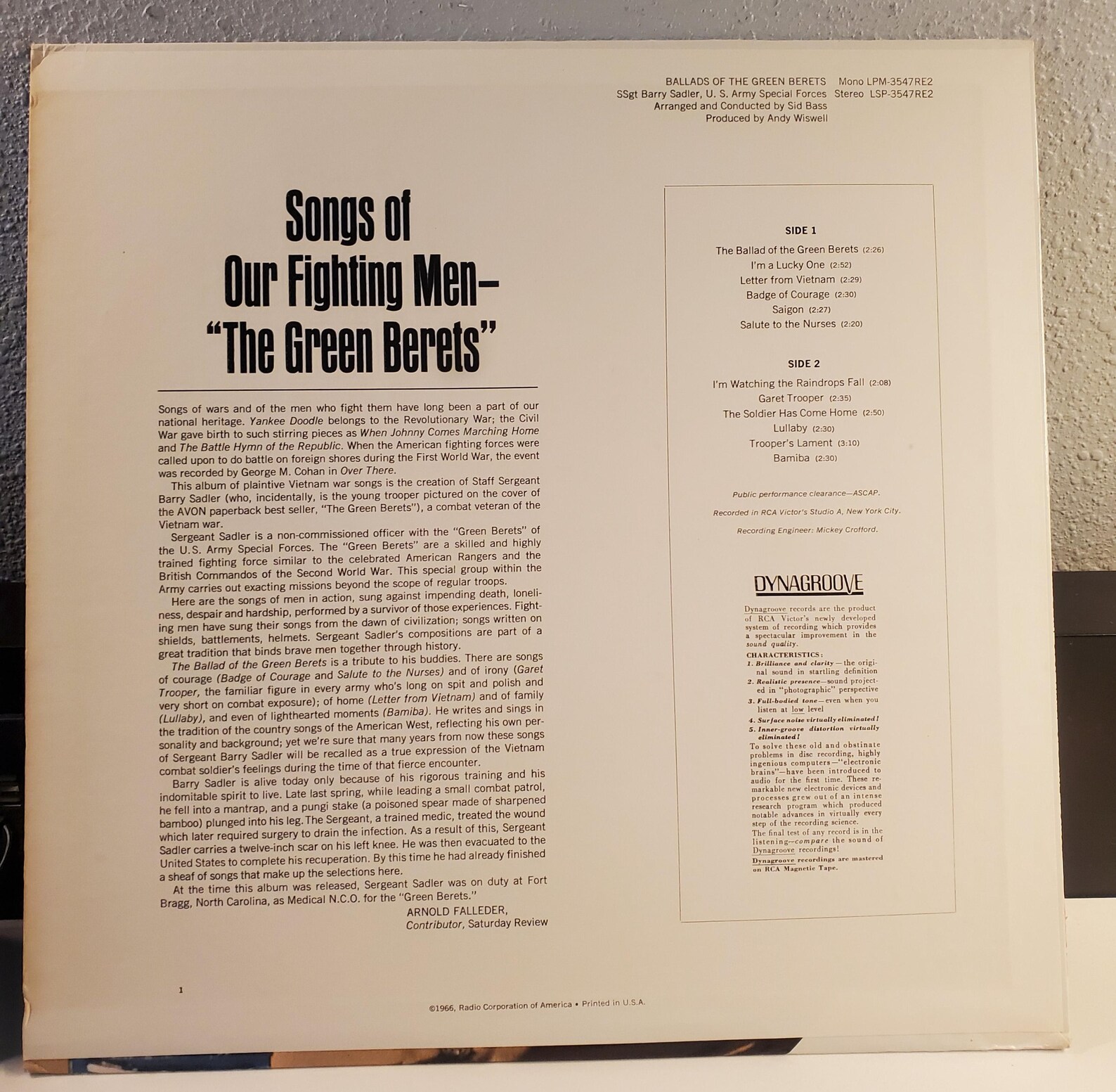 Ballads of the Green Berets , SSGT Barry Sadler Vinyl LP Album Victor ...