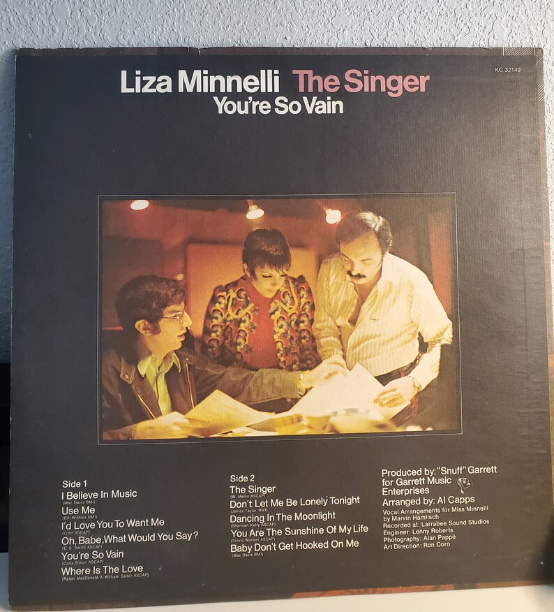 Liza Minnelli the Singer You're so Vain LP 12' 1973 - Etsy