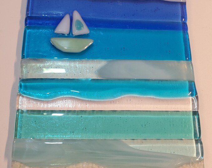 Fused Glass Beach Wall Art, Ocean Beach , Wall Art , Ocean Beach ...