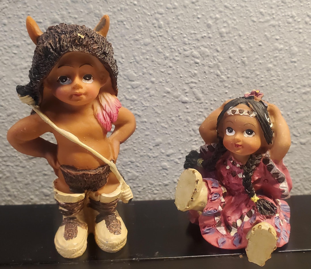 Adorable Figurines Set With Native American Boy and Girl , Rare - Etsy