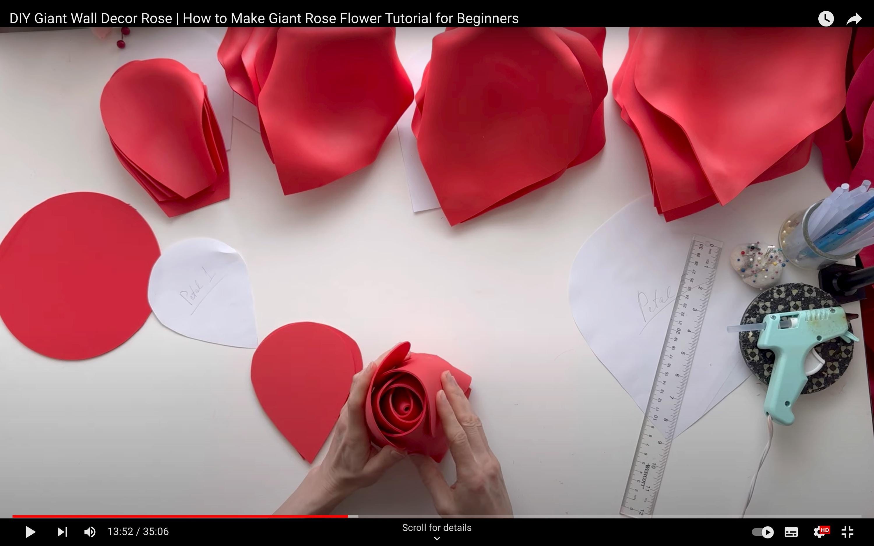 DIY Giant Wall Decor Rose: Templates + Materials Checklist + Step-by ...