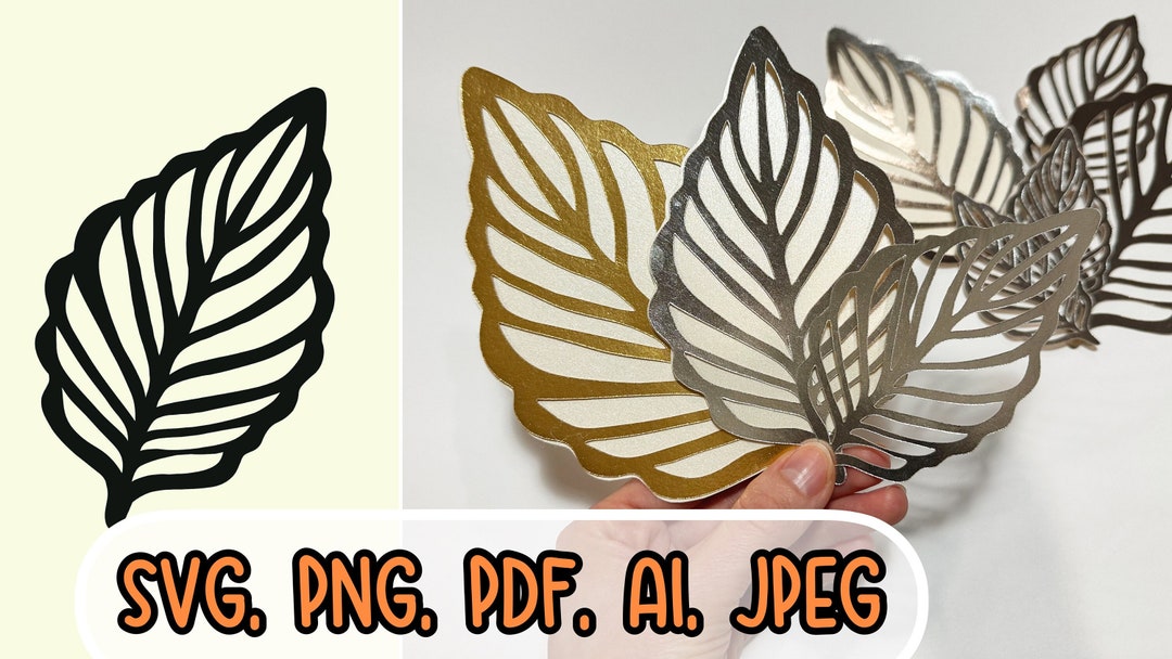 SVG PNG Dxf Leaves Template for Paper Flowers - for Cutting Machines ...