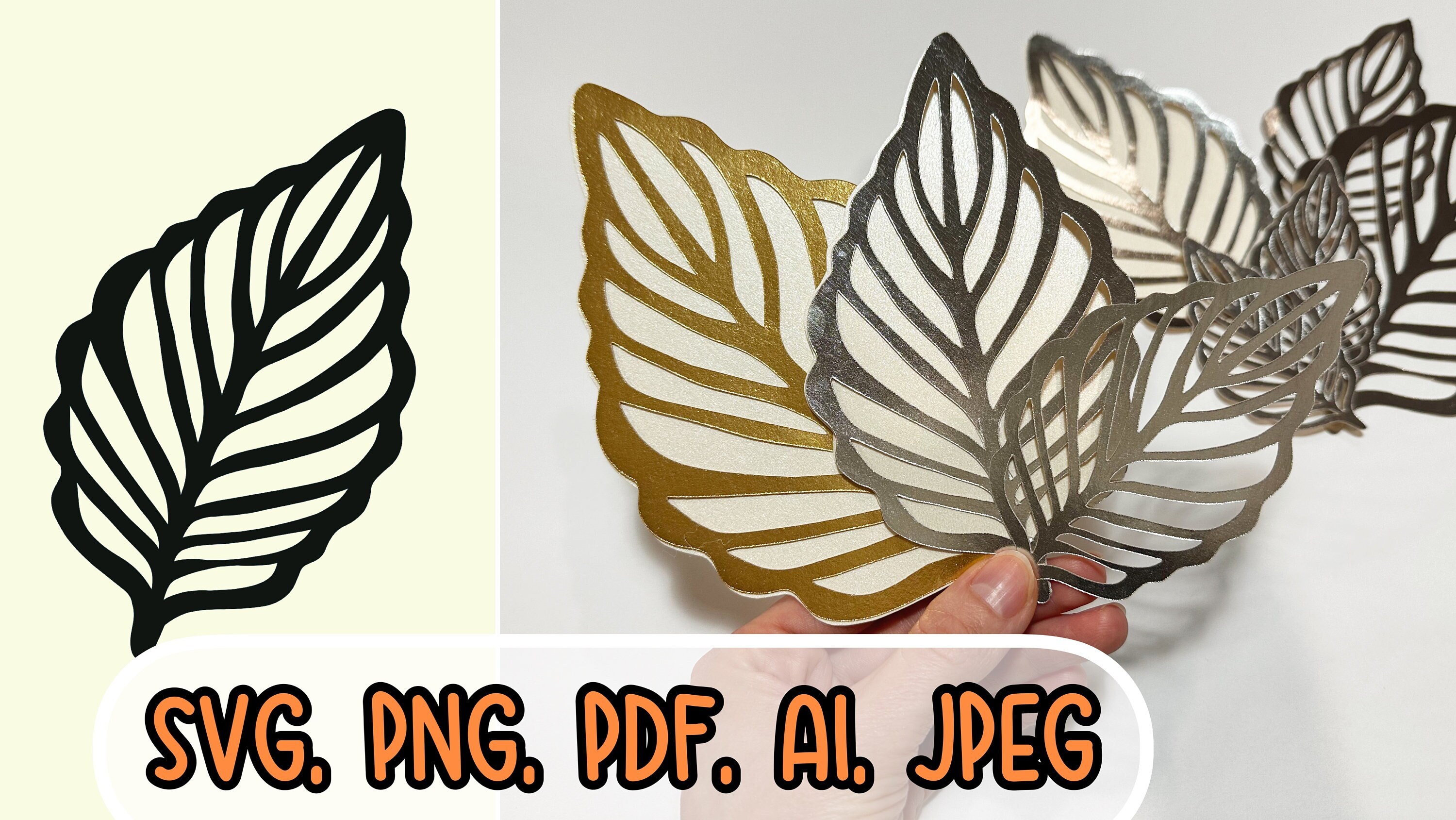 SVG PNG Dxf Leaves Template for Paper Flowers for Cutting Machines ...